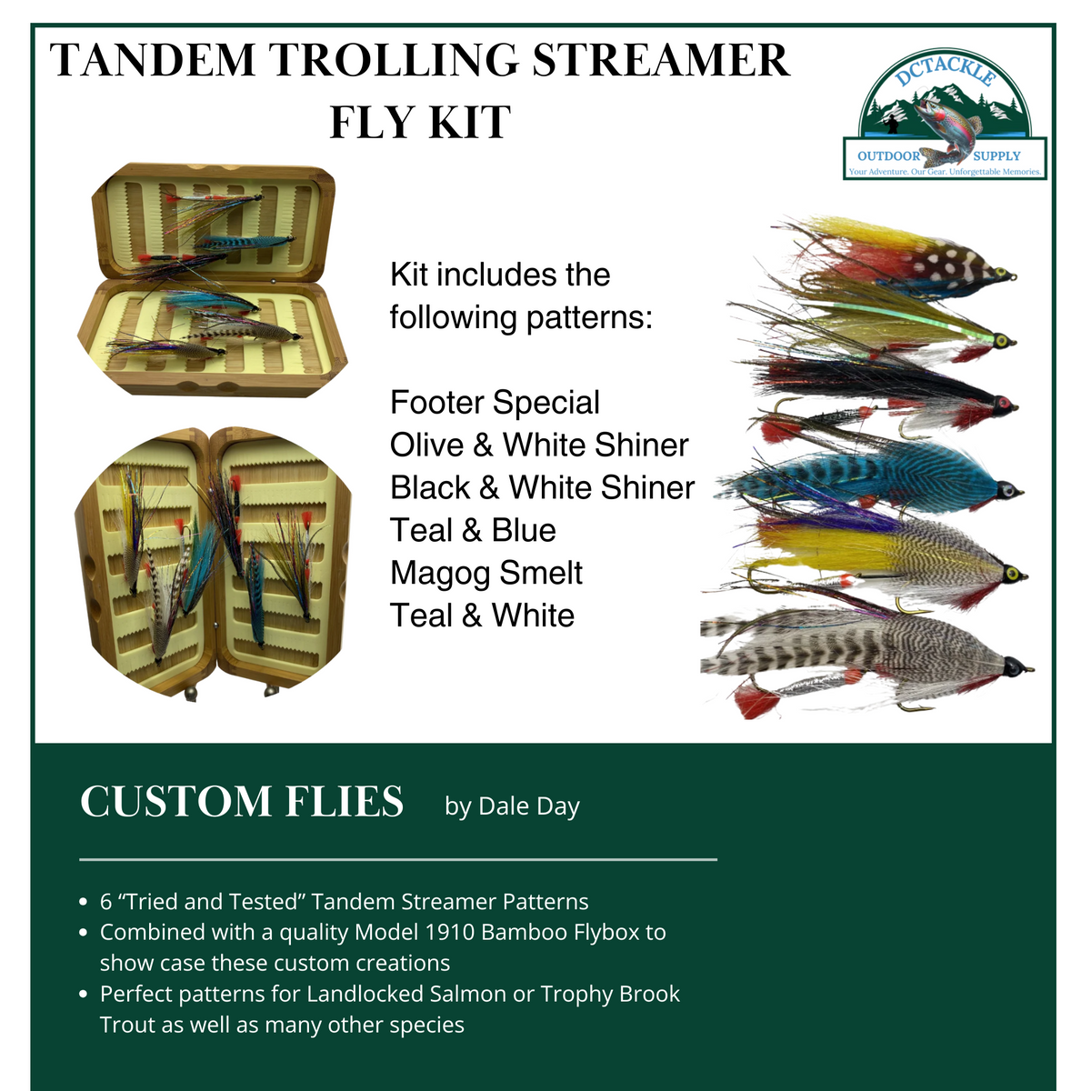 Fly Fishing Kit, Tandem Trolling Streamer, Landlocked Salmon, Bamboo F ...